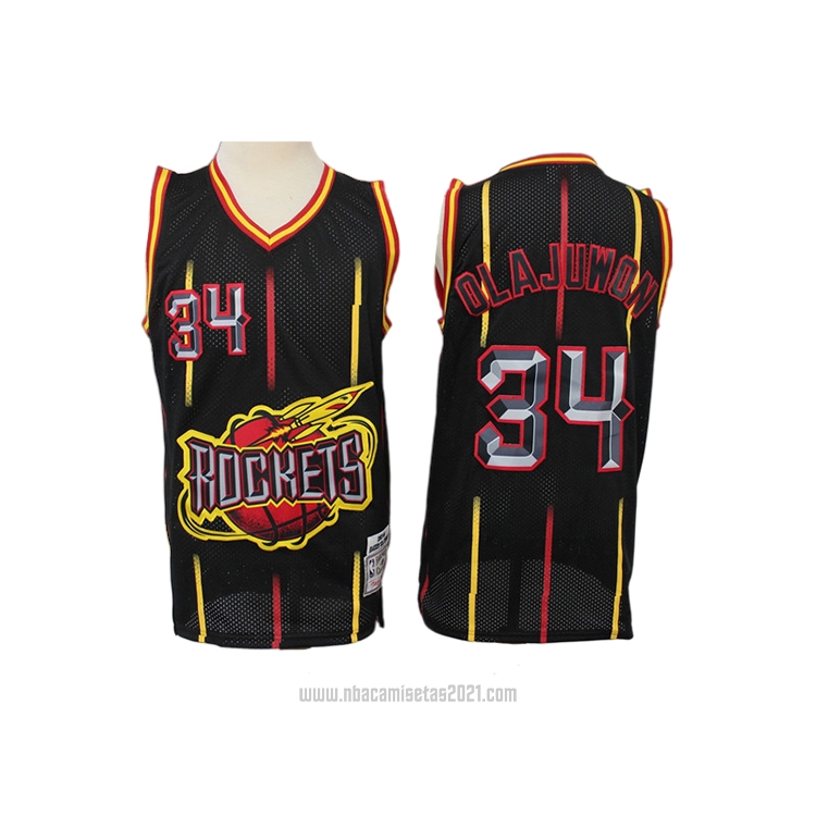 Camiseta Houston Rockets Hakeem Olajuwon #34 Negro Baratas